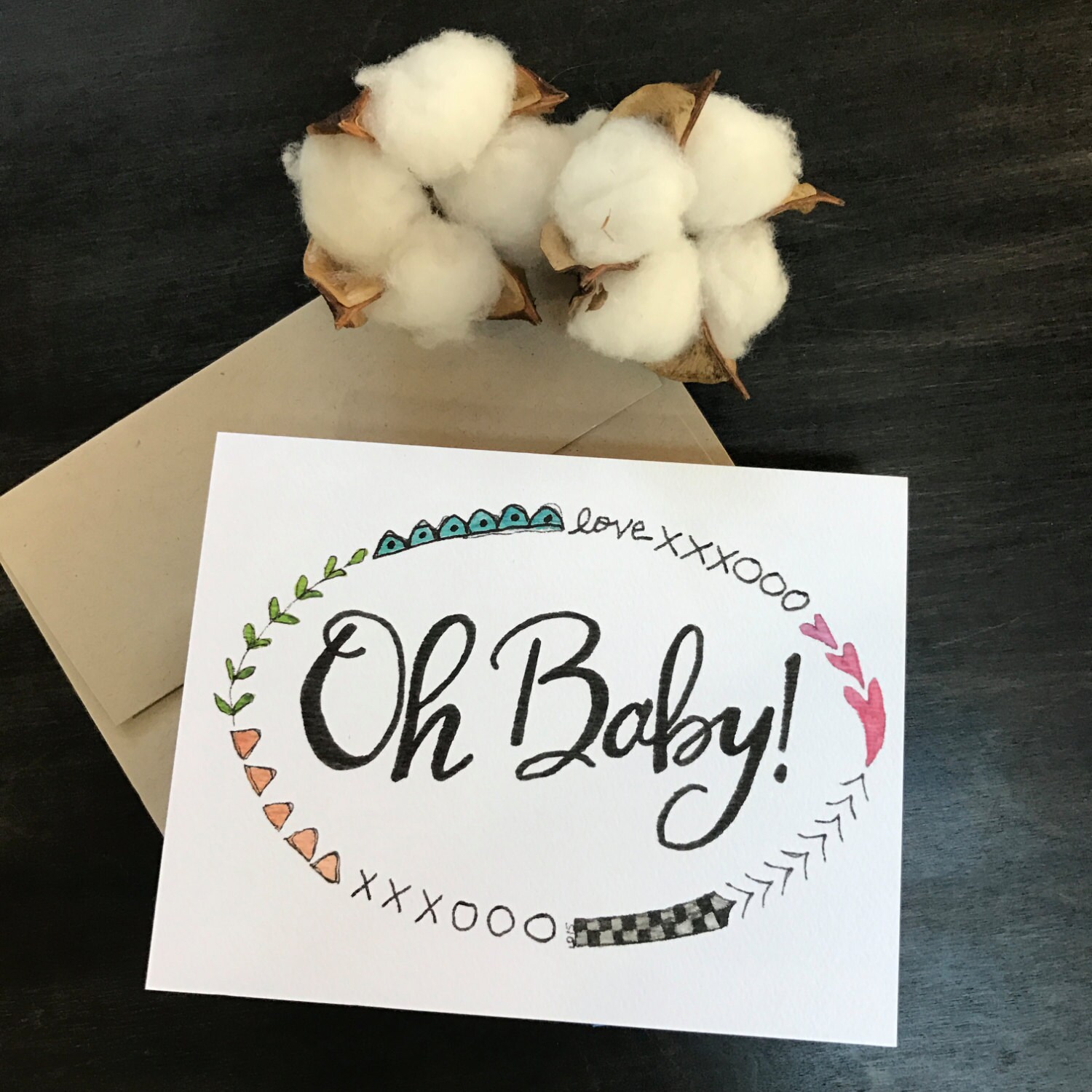Baby Card / Watercolor and Ink / Single Folded Card / Blank Inside ...