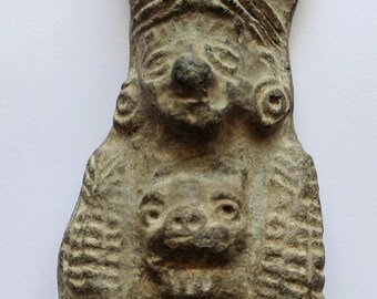 Ritual Pre Columbian Mayan Aztec Seated Shaman Clay Pottery Effigy ...