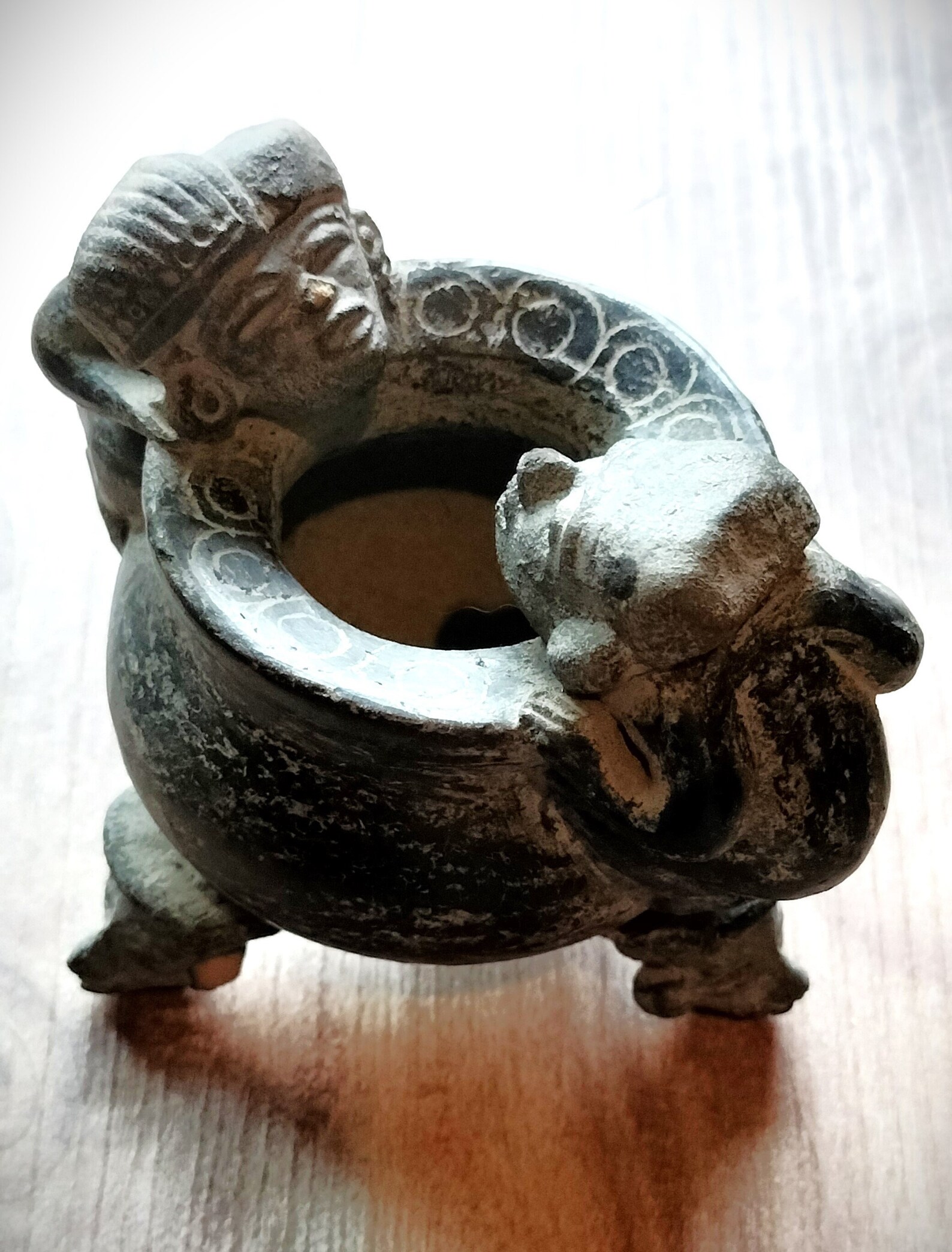 Ritual Pre Columbian Mayan Aztec Seated Shaman Clay Pottery Effigy ...