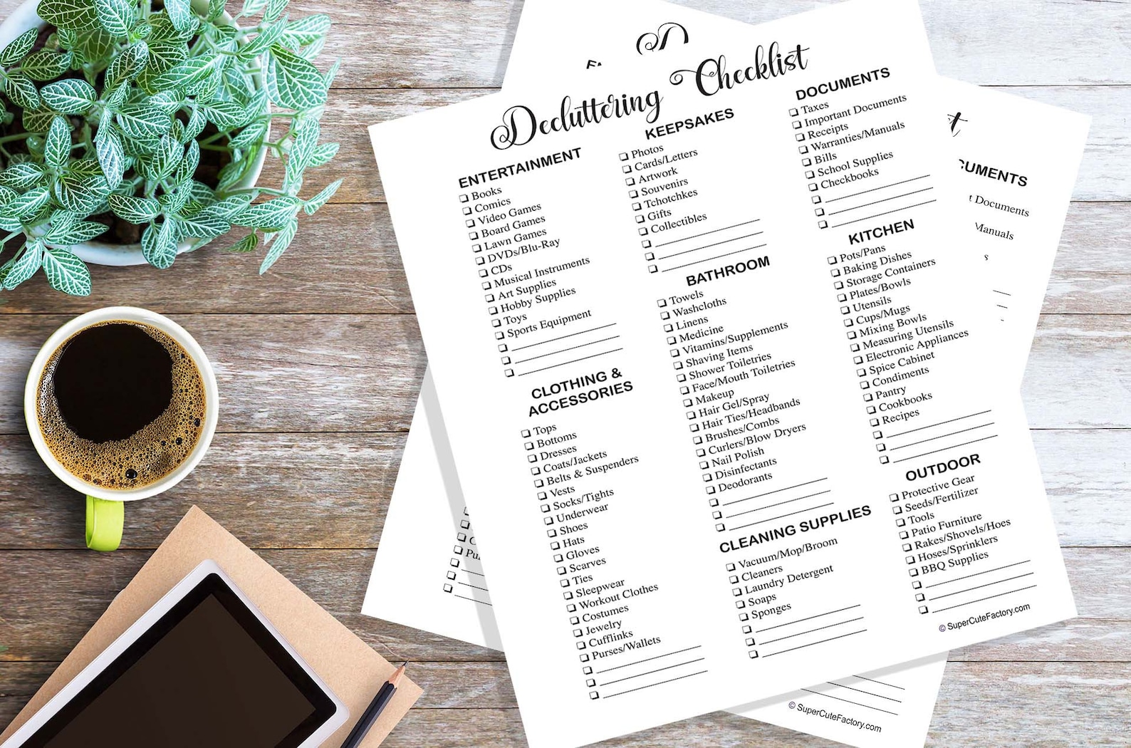 Decluttering List Printable Downloadable Black and White Home - Etsy