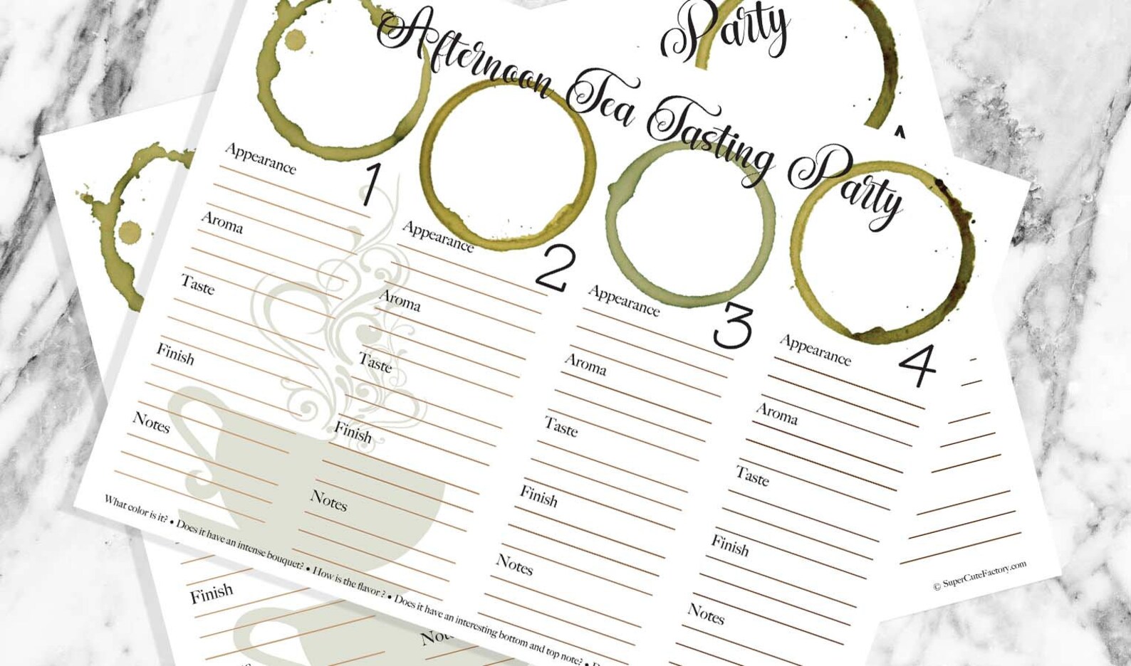 Afternoon Tea Tasting Party Downloable Printable Place Mat Sheet - Etsy