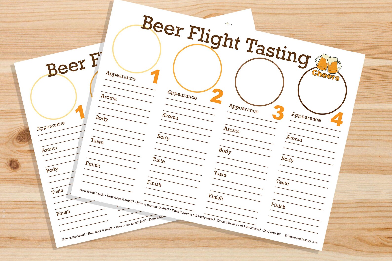 Beer Flight Tasting Downloadable Printable Placemat Sheet - Etsy