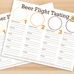 Beer Flight Tasting Downloadable Printable Placemat Sheet - Etsy