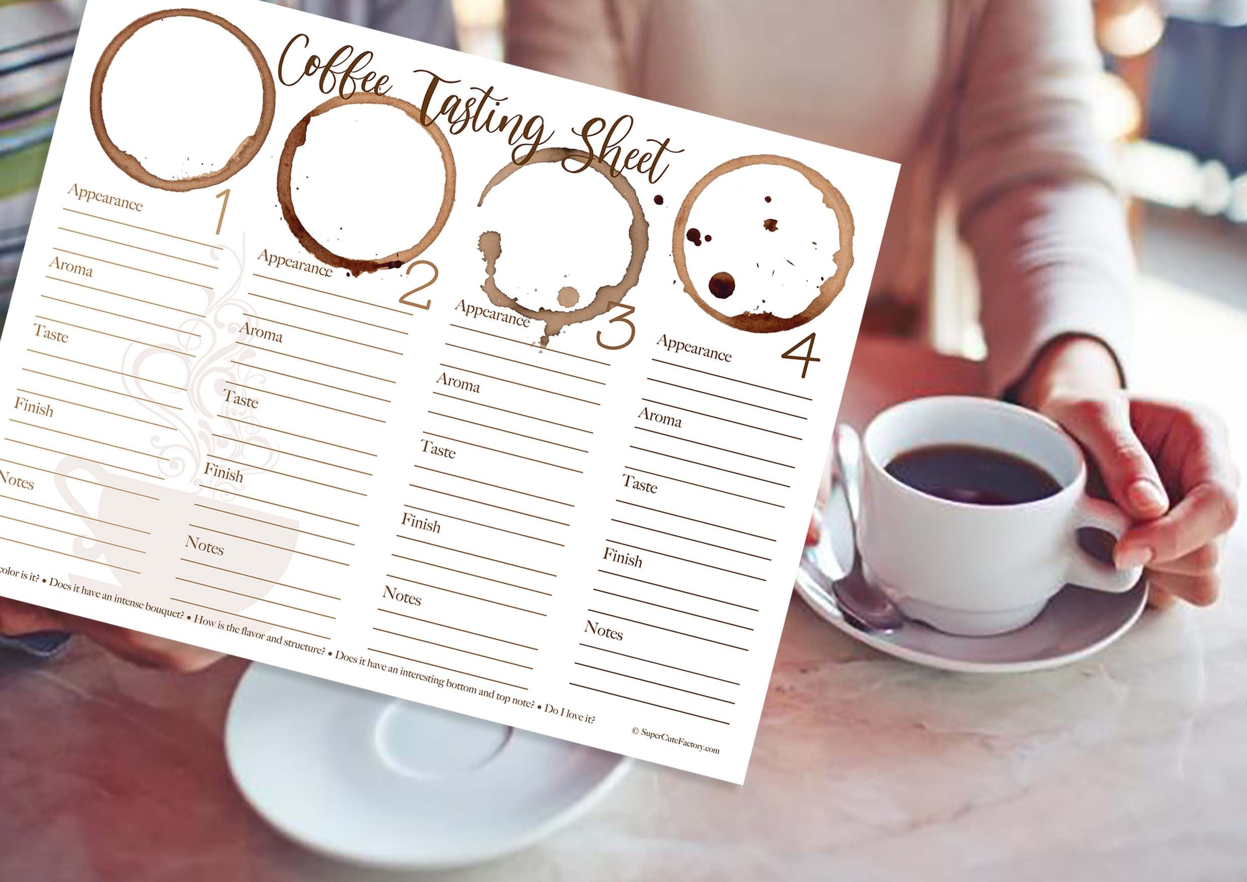 Coffee Tasting Party Downloable Printable Cafe Place Mat Sheet - Etsy