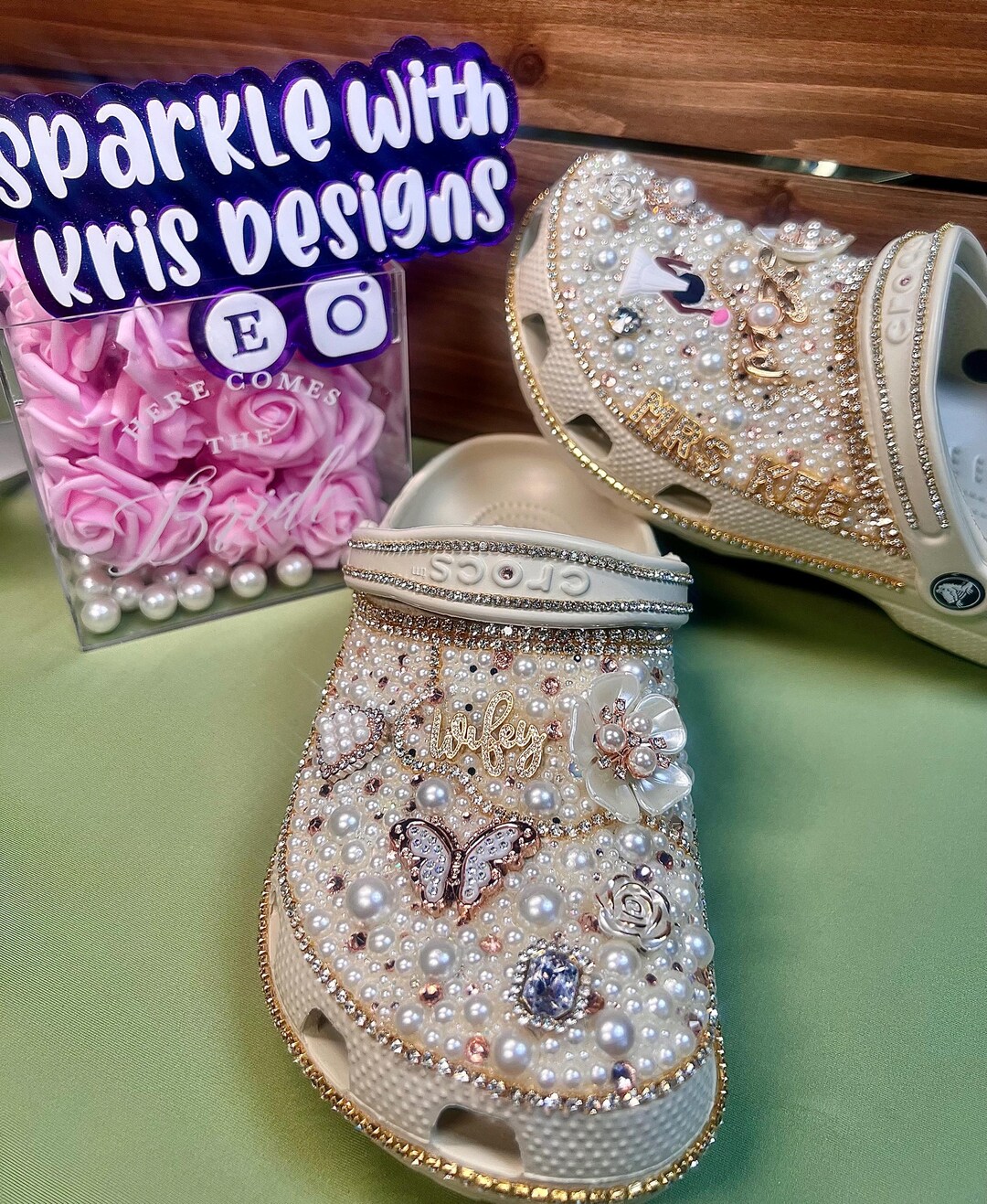 Custom Bridal Crocs: Rhinestone & Pearl Wedding Shoes - Etsy
