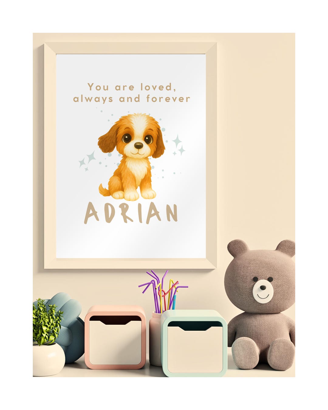 Custom Stuffed Animal Poster – Personalized Baby Name Print – Digital ...