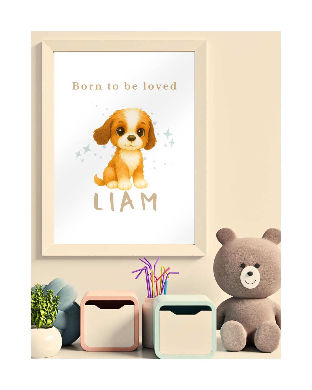Personalized Cuddly Toy Poster – Custom Stuffed Animal Art With Name ...