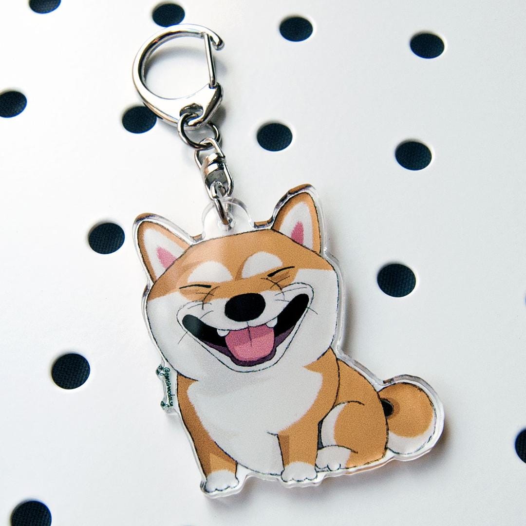 Hand-drawn Shiba Inu Cartoon Acrylic Charm With Swivel Clasp for ...
