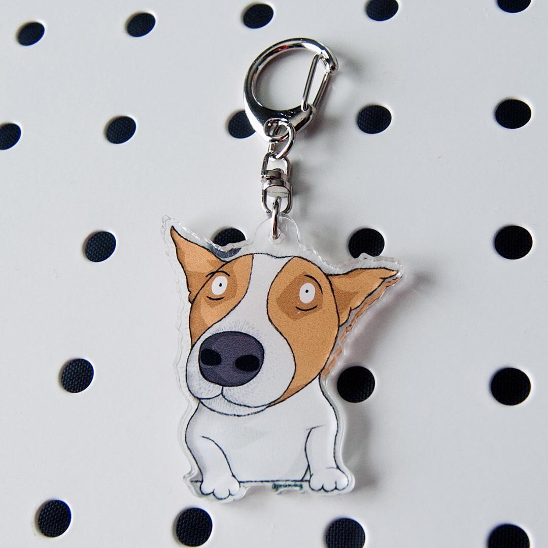 Hand-drawn Jack Russell Cartoon Acrylic Charm With Swivel Clasp for ...
