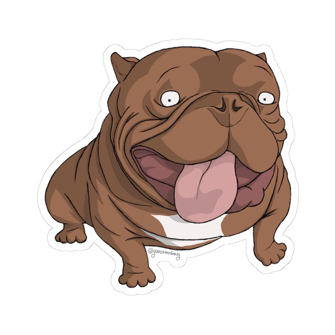 Hand-drawn Exotic Bully Kiss-cut Sticker, Cute Pet Decor, Laptop Decal ...