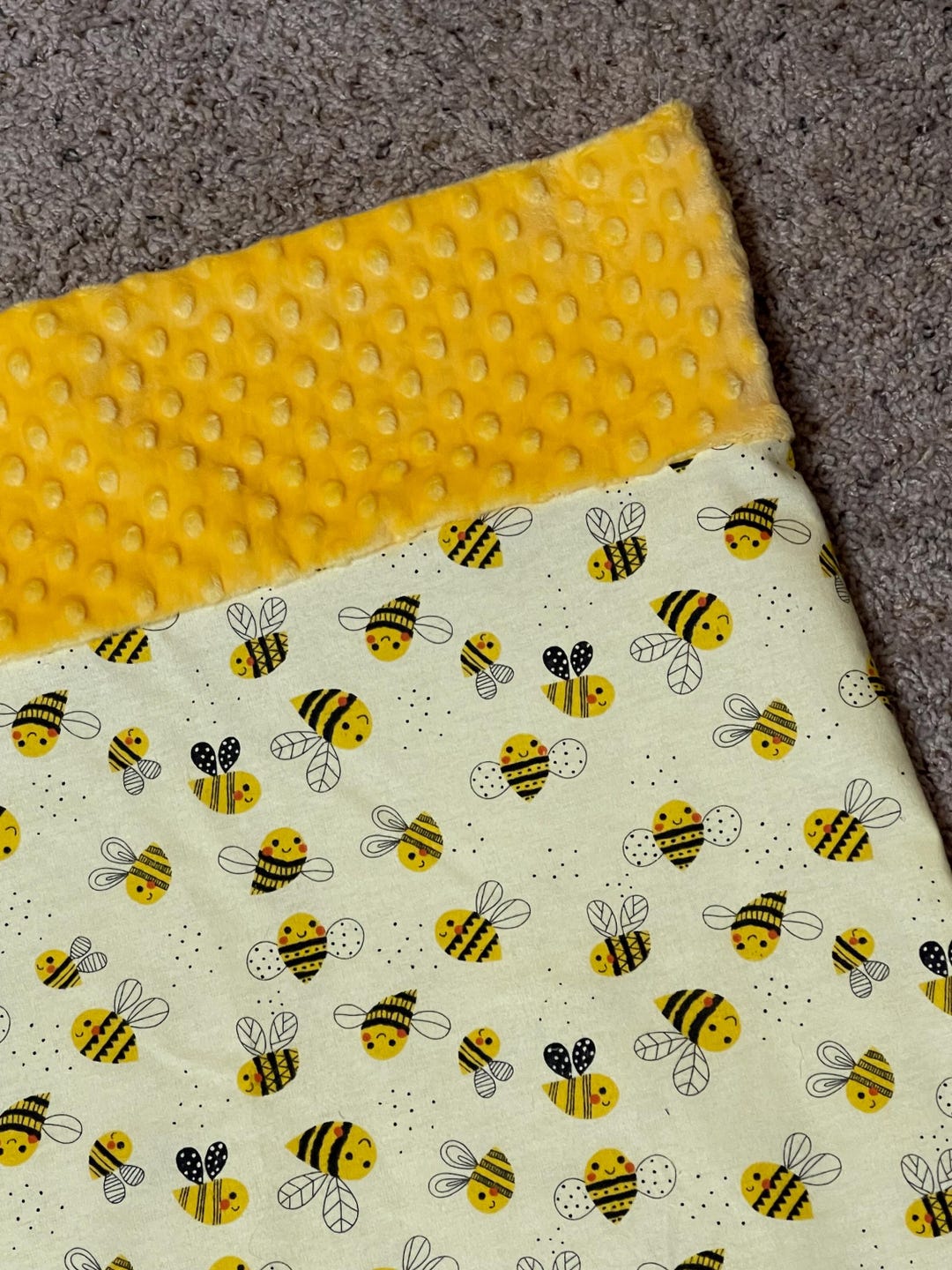 Yellow Bumble Bee Flannel and Minky Pillowcase, Standard Size ...