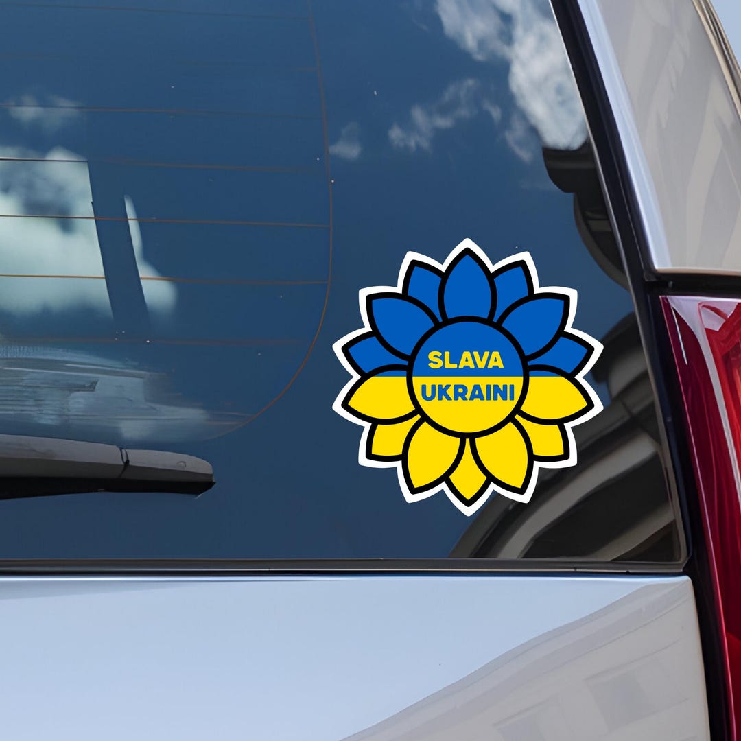 Slava Ukraini Sticker, Ukraine Sunflower Flag, Anti Trump Decal, Bumper ...
