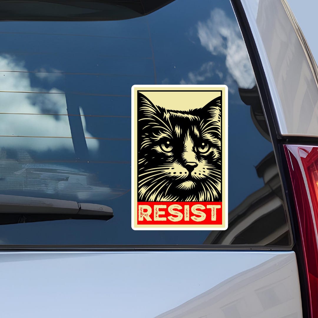 Resist Sticker, Anti Fascism Cat Sticker, Anti Trump Cat, Resist Bumper ...