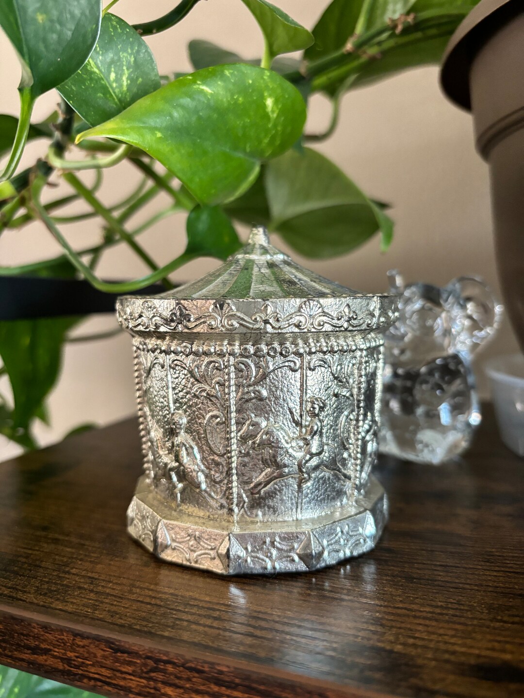 Vintage Silver Plated Carousel Piggy Bank Coin Bank - Etsy