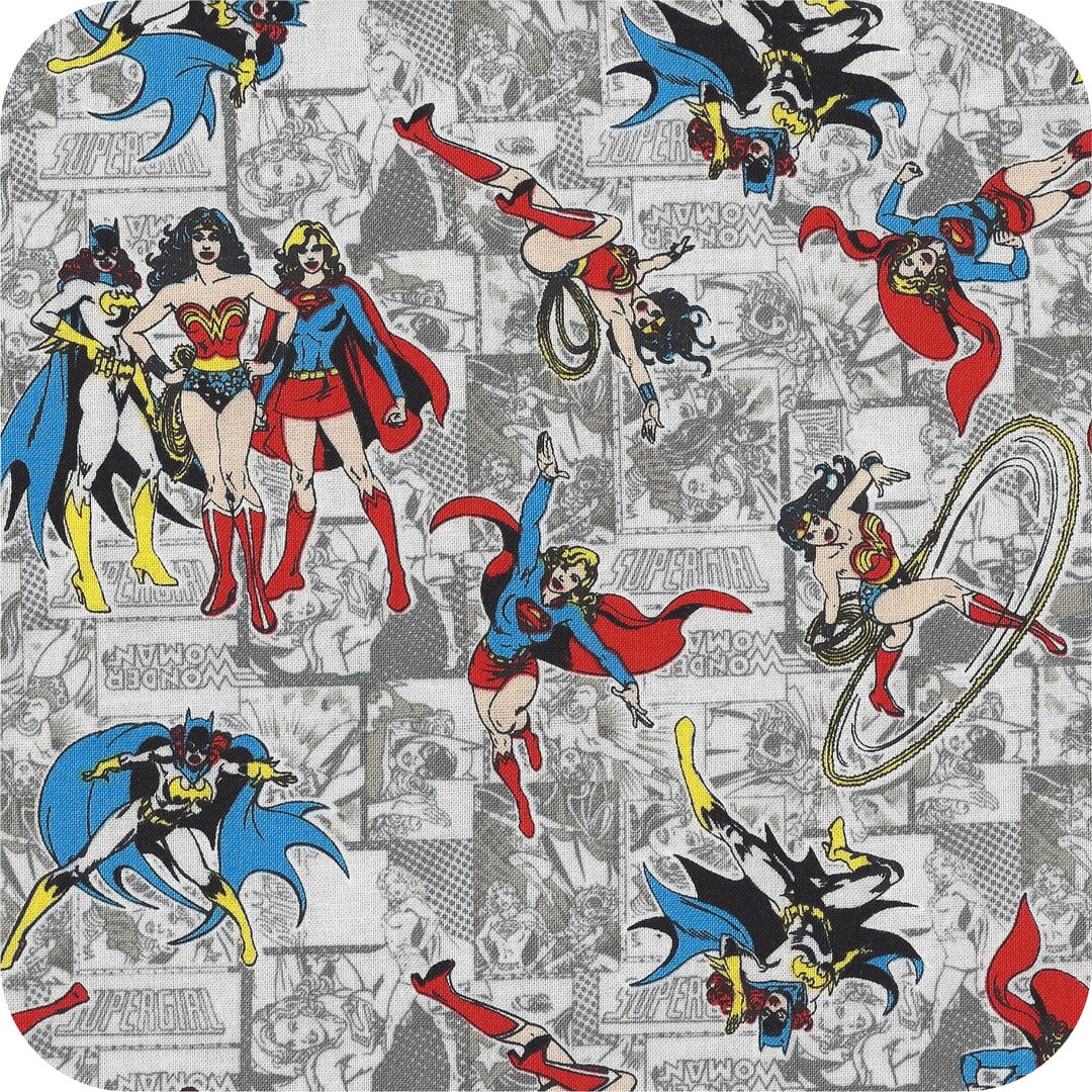 Girl Power II Wonder Woman Bat Girl Super Girl Fabric by DC Comics for ...