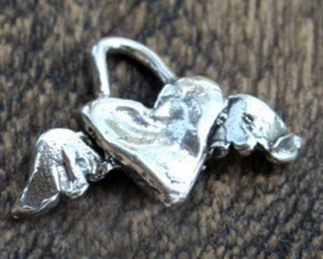 Winged Heart Charm Sterling Silver 001/CH440 - Etsy
