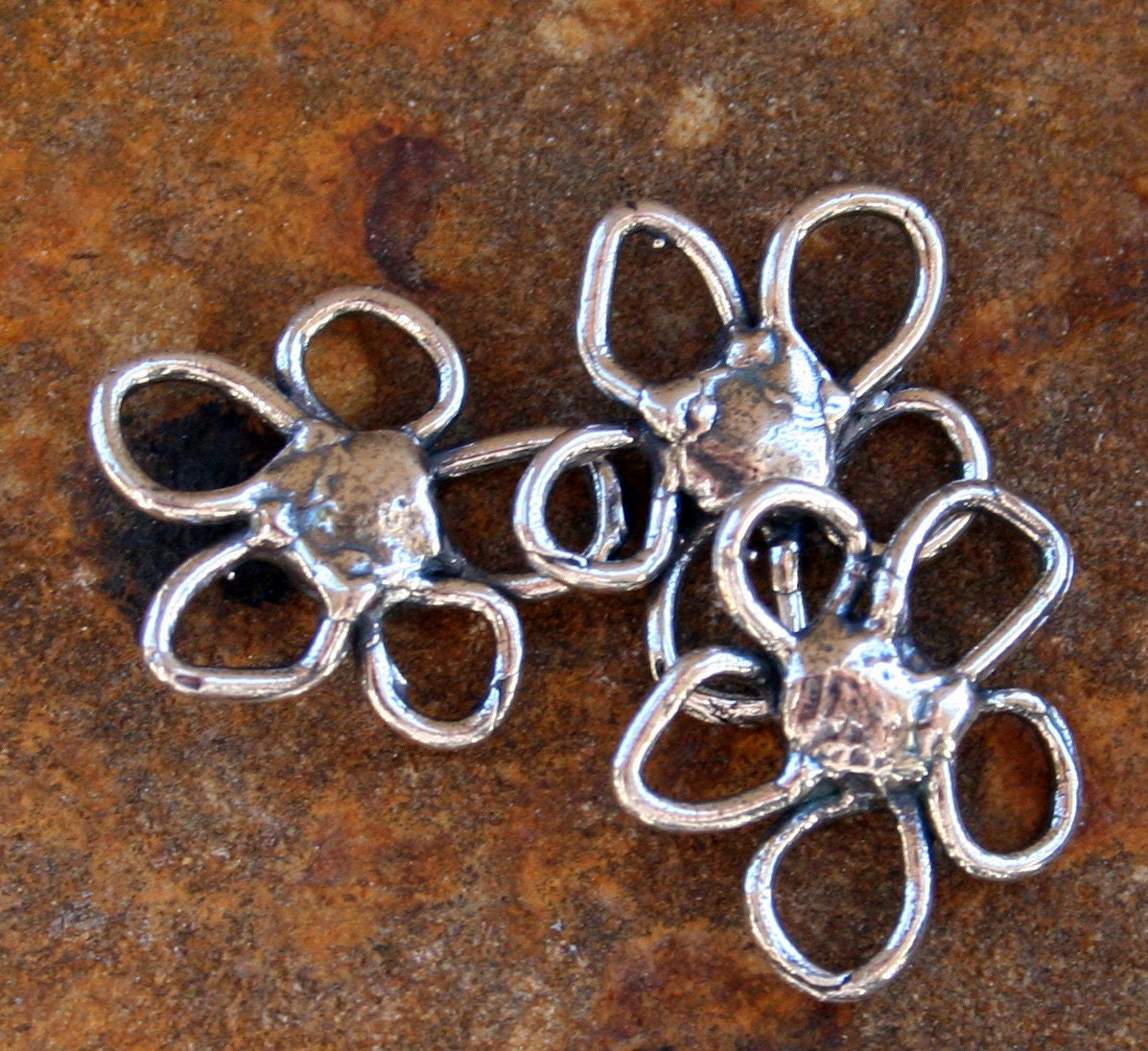 Link Open Flower Sterling Silver Flower Charm Flower Link - Etsy