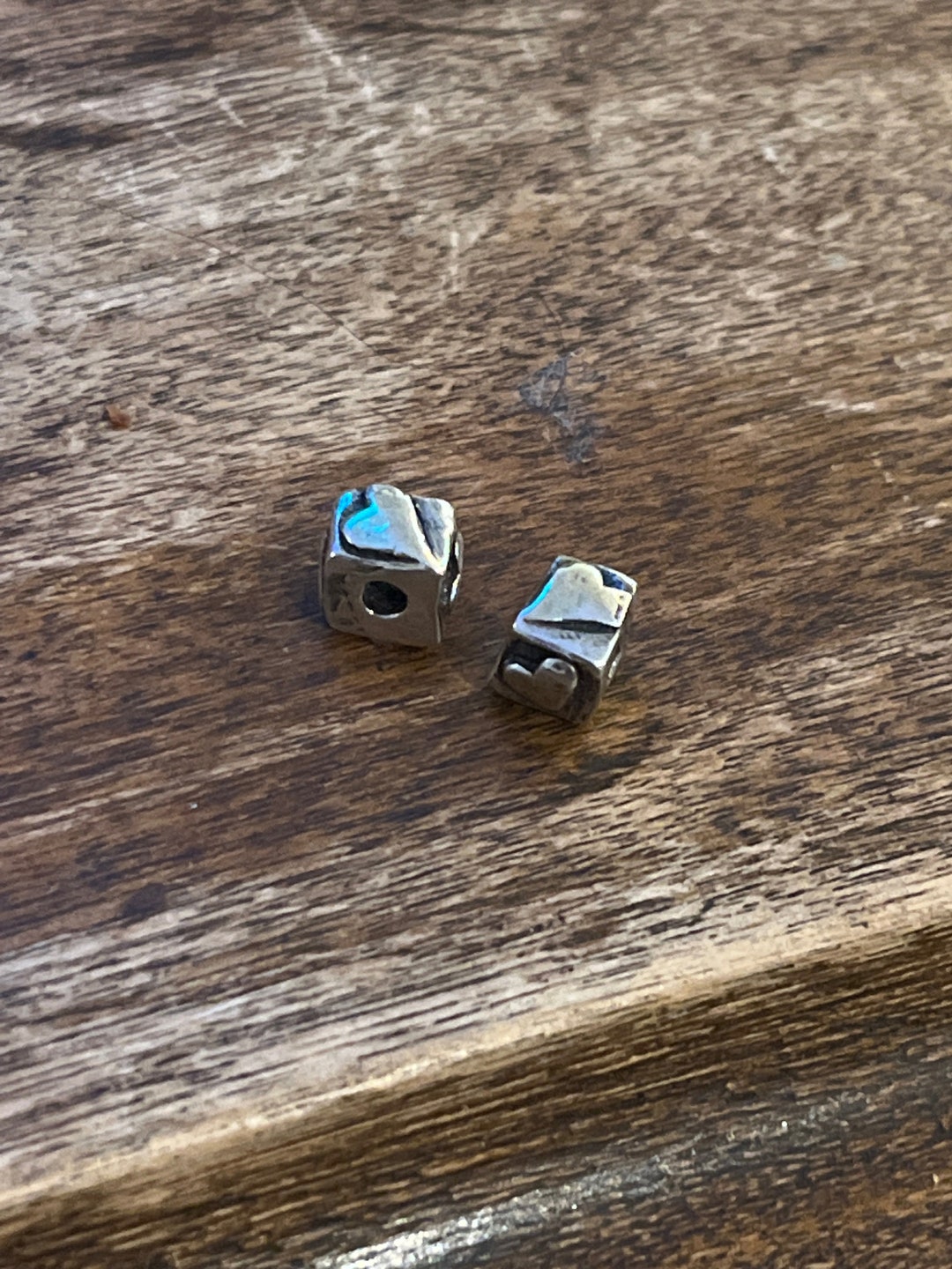 Heart Bead Sterling Silver Gold Heart Cube Heart Spacer - Etsy