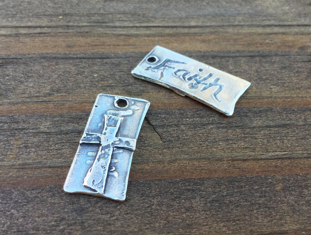 Cross Faith Tag Style Charm Sterling Silver - Etsy