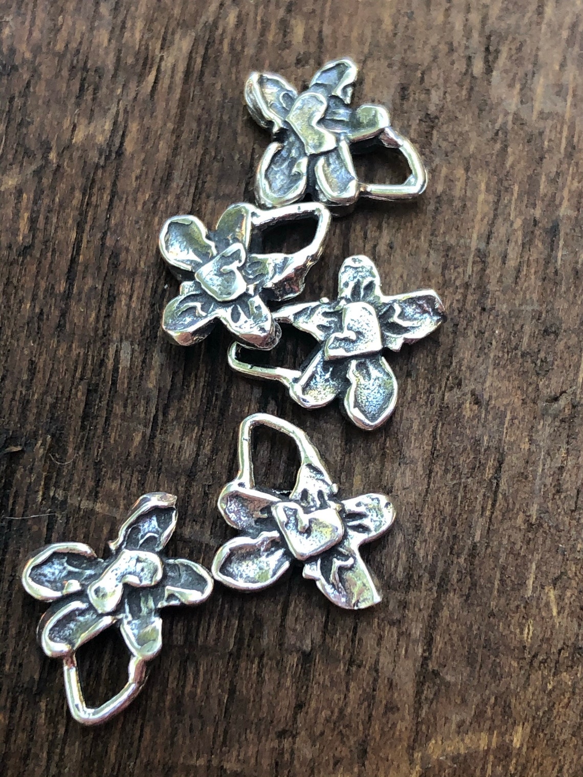 Flower Charm Sterling Silver Handmade Flower With Heart 00/CH13 - Etsy