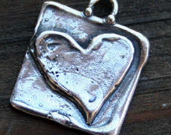 Artisan Handmade Sterling Silver Heart Charm and Pendant one - Etsy