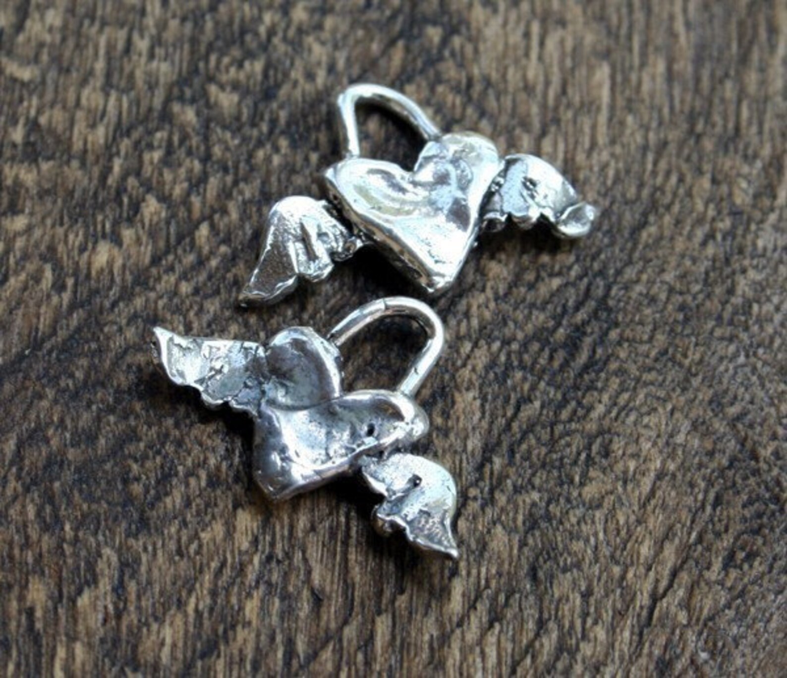 Winged Heart Charm Sterling Silver 001/CH440 - Etsy