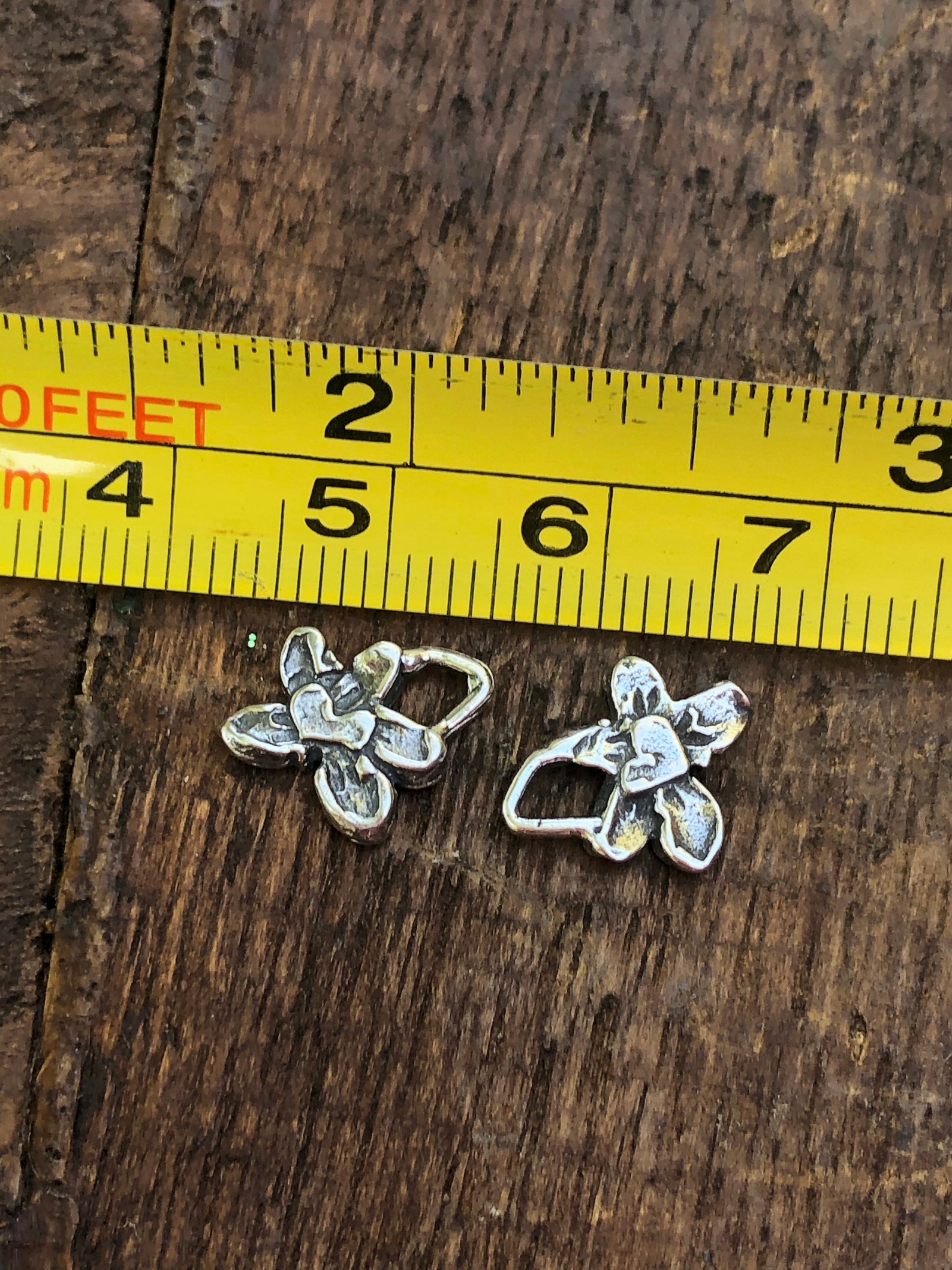 Flower Charm Sterling Silver Handmade Flower With Heart 00/CH13 - Etsy