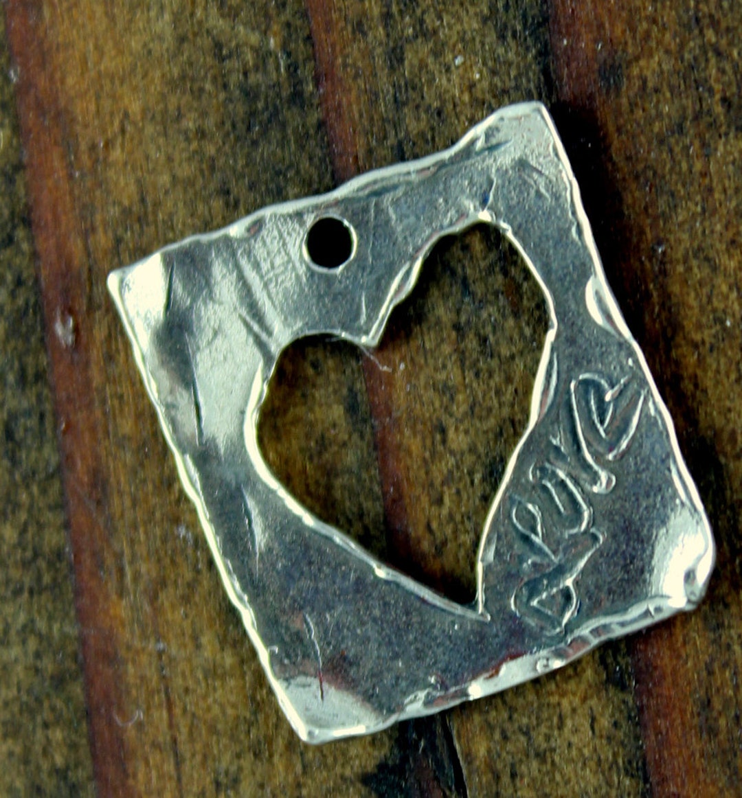 Love Charm Heart Cut Out Sterling Silver Artisan CH05 - Etsy Sweden