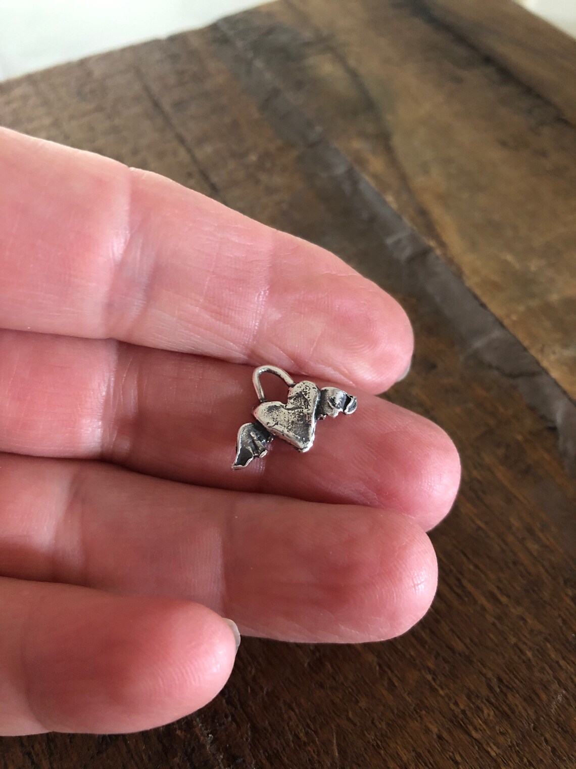 Winged Heart Charm Sterling Silver 001/CH440 - Etsy