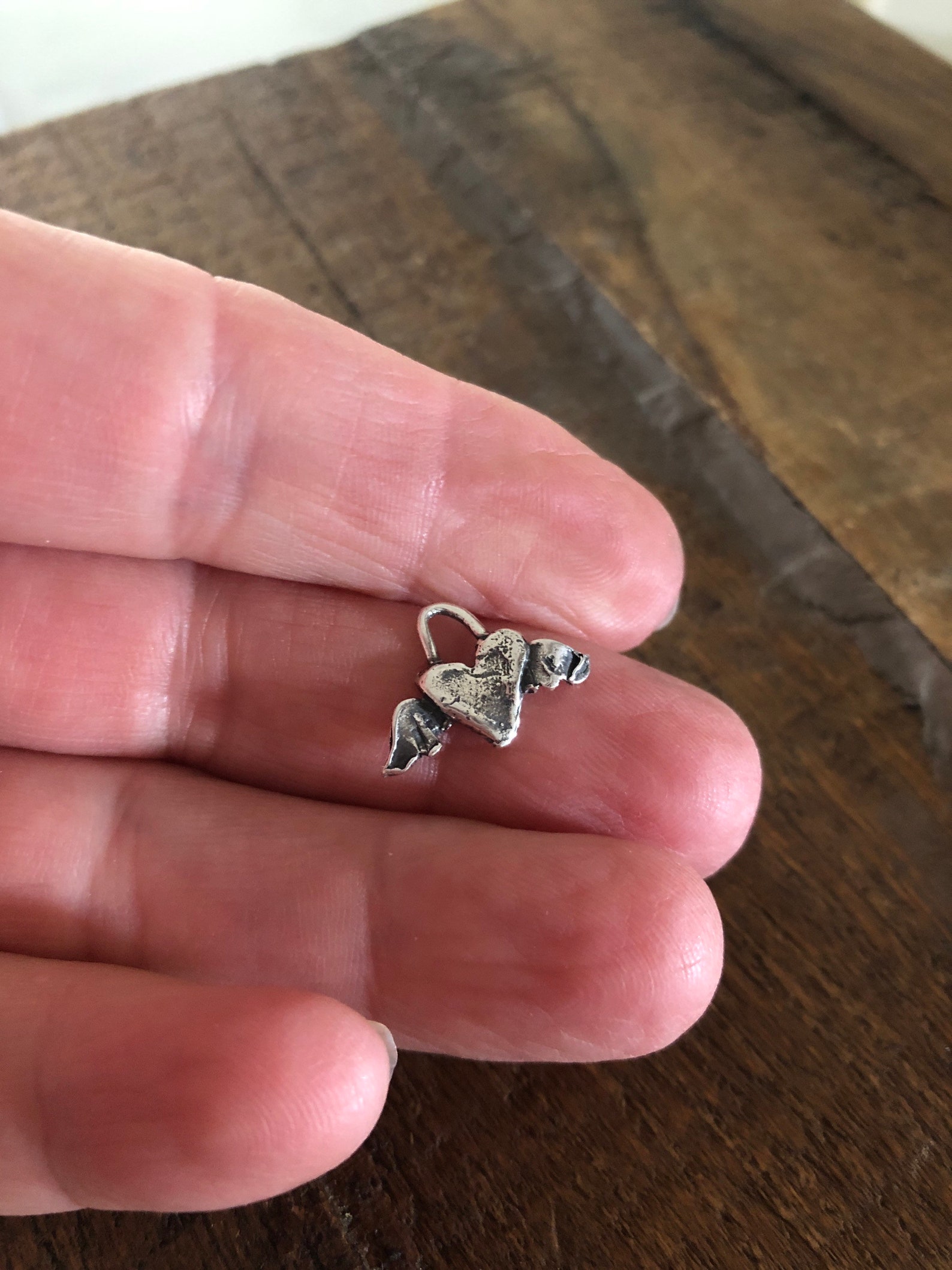Winged Heart Charm Sterling Silver 001/CH440 - Etsy