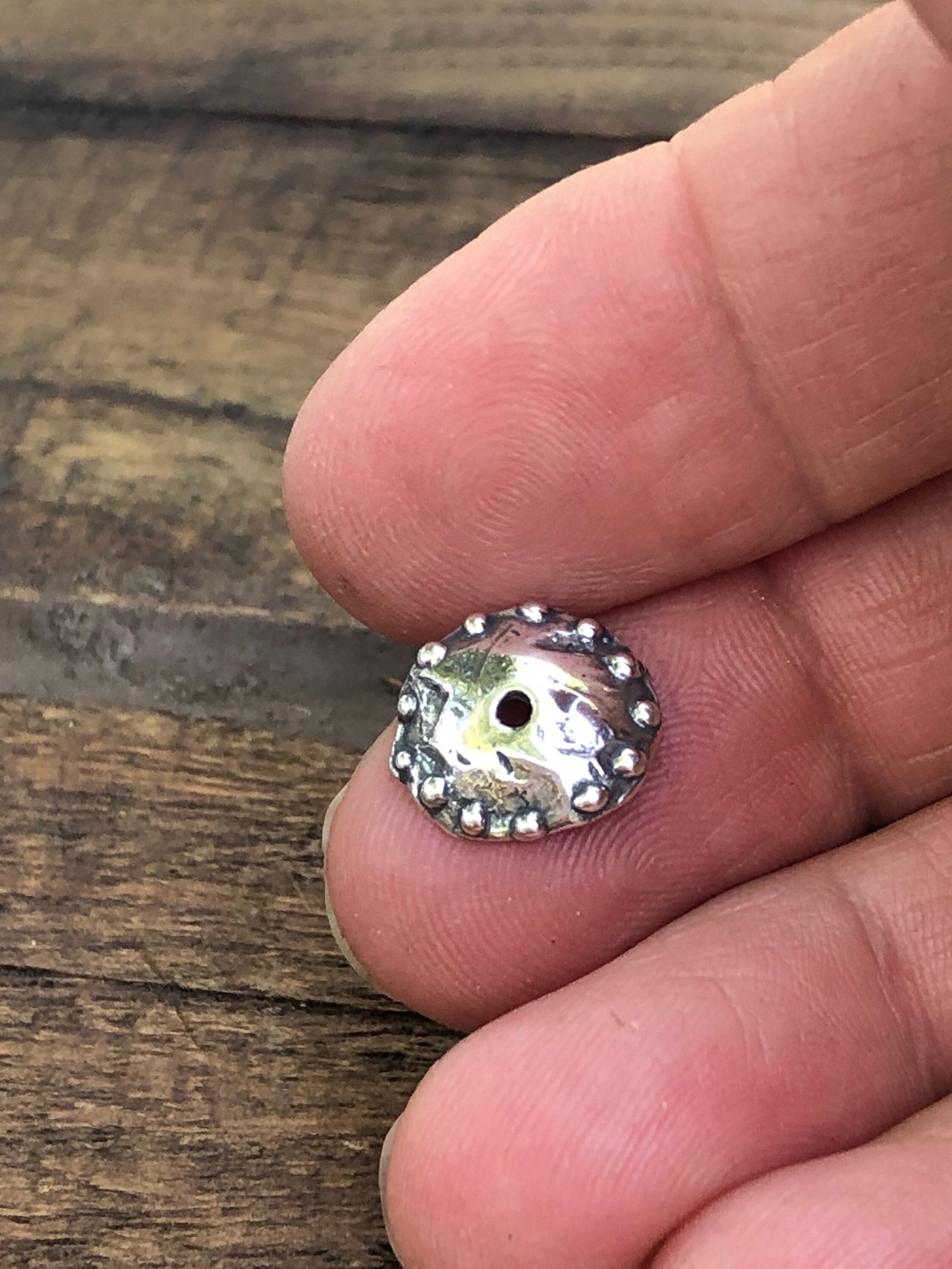 TWO Large Bead Caps With Dotted Edge BC201 - Etsy