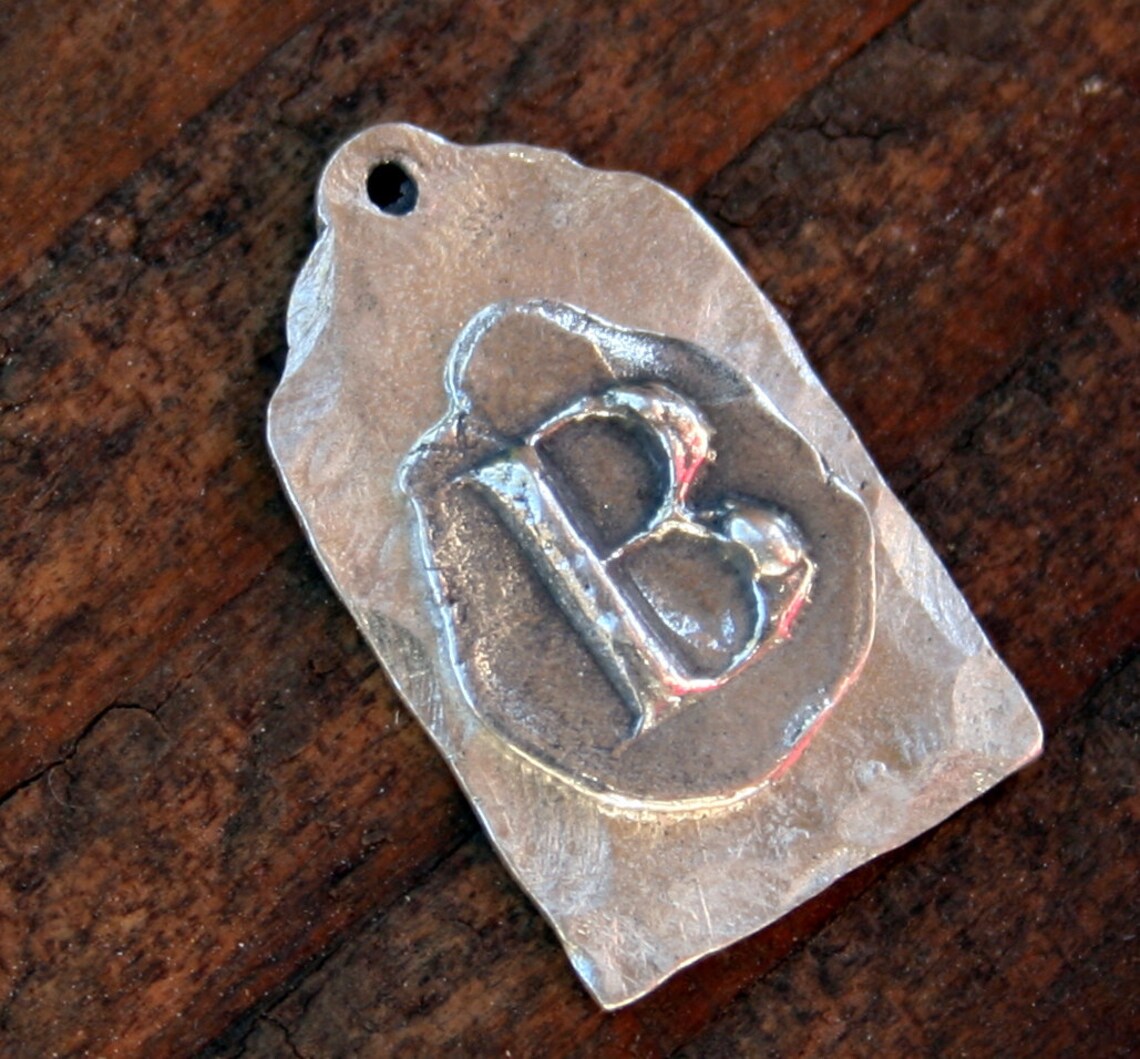 Initial Charm Tag Sterling Silver Letter | Etsy