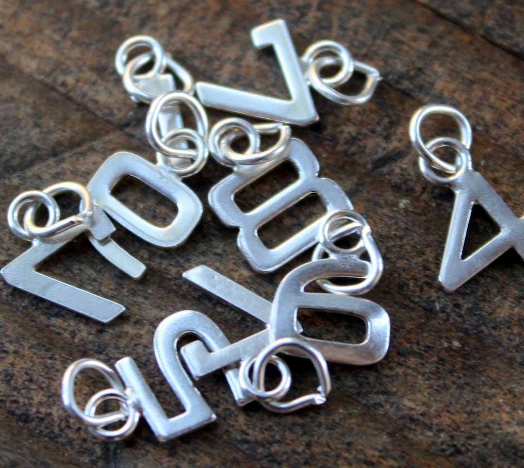 Numbers in Sterling Silver Small ,numerical Charms, Number Charms - Etsy