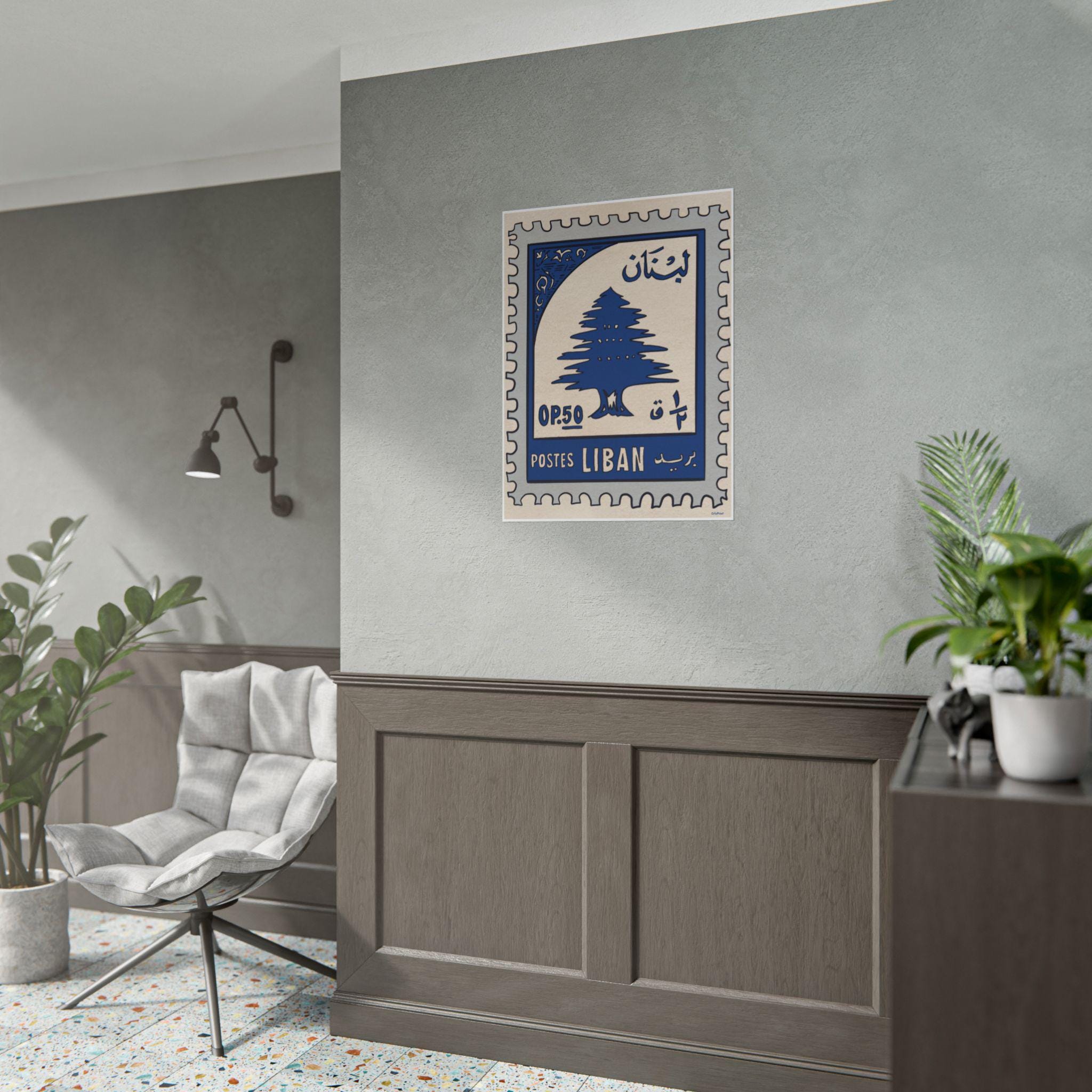 Blue Lebanese Post Stamp Wall Art, Liban Post Stamp Blue, Lebanese ...