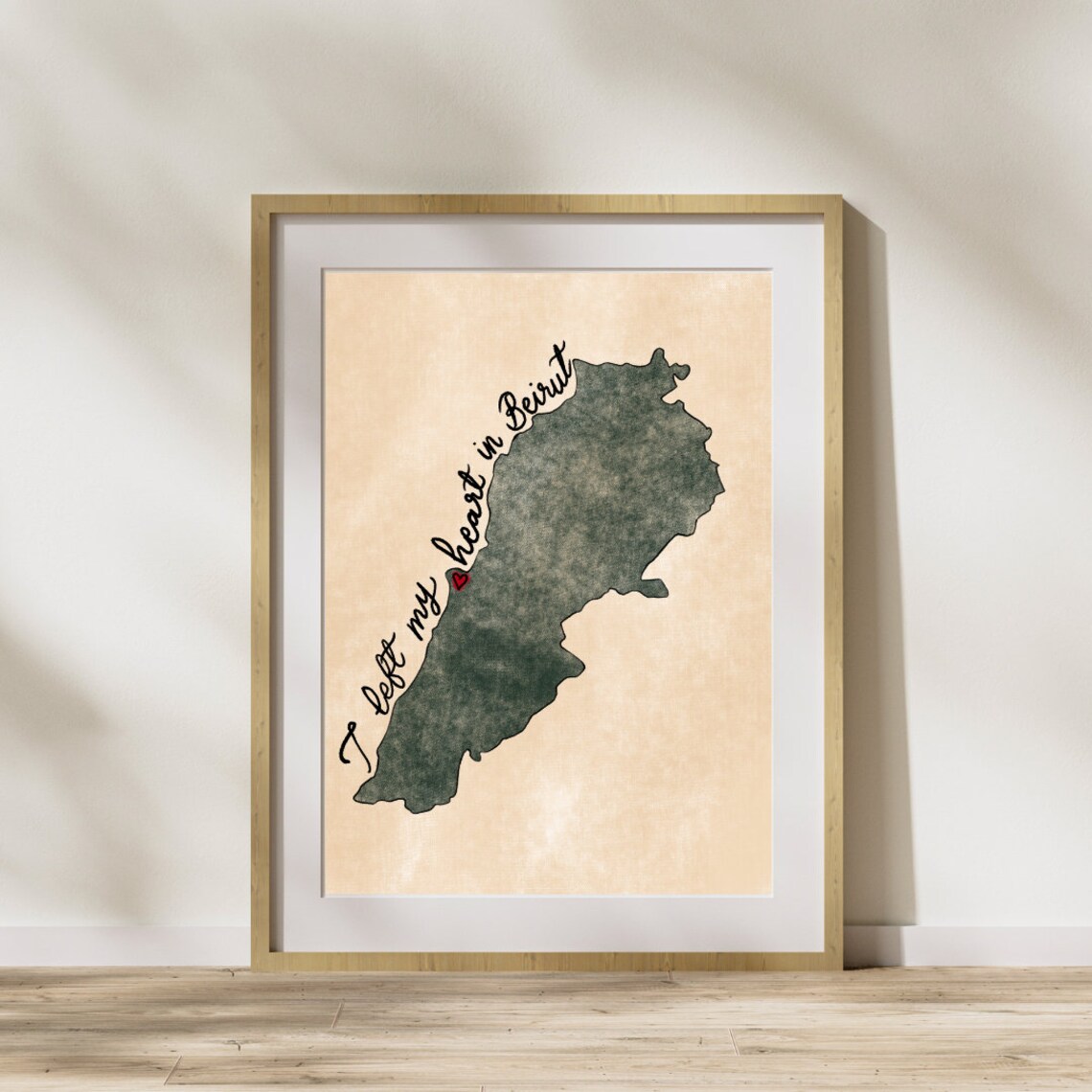 Beirut Lebanon Map Art Print: "i Left My Heart" (digital Download) - Etsy