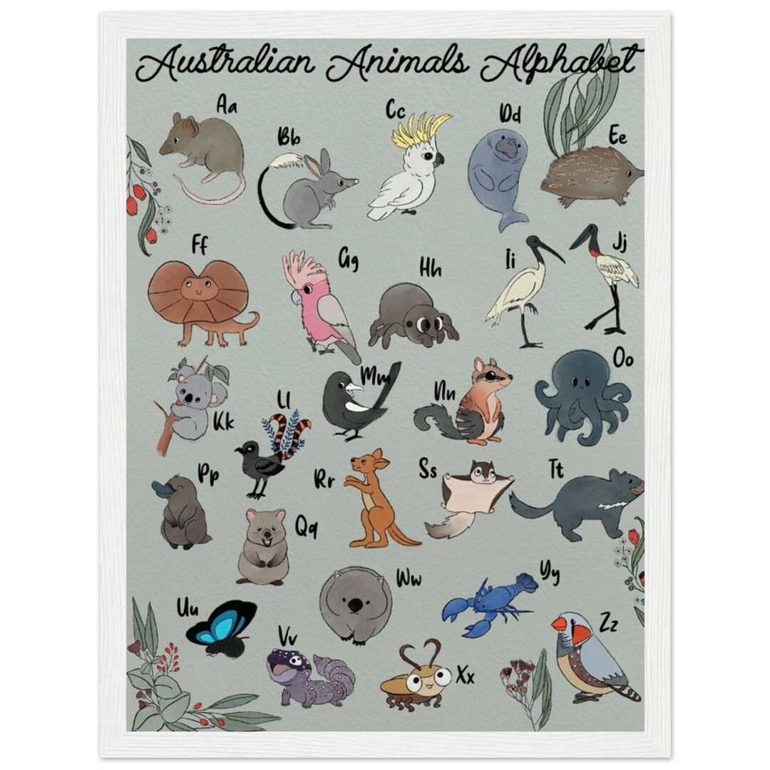 Aussie Animal Alphabet Art, A-Z Animals, Educational, ABC Art, Premium ...