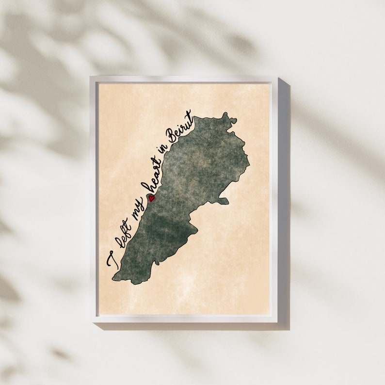 Beirut Lebanon Map Art Print: "i Left My Heart" (digital Download) - Etsy