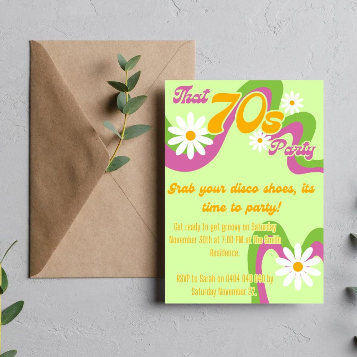 EDITABLE, Birthday Invitation, 70s Retro Birthday Invitation, 70s Party ...