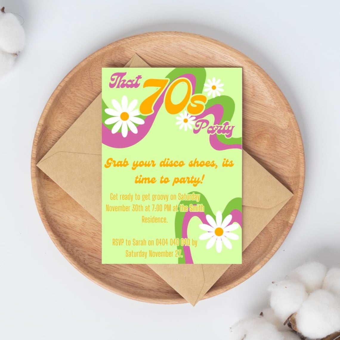 EDITABLE, Birthday Invitation, 70s Retro Birthday Invitation, 70s Party ...