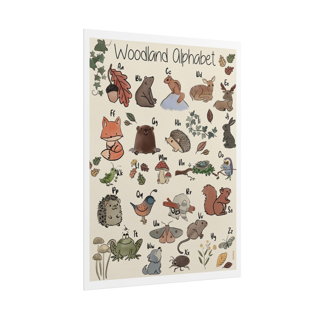 Woodland Alphabet Poster, Printable Wall Art, Woodland Nursery Decor ...