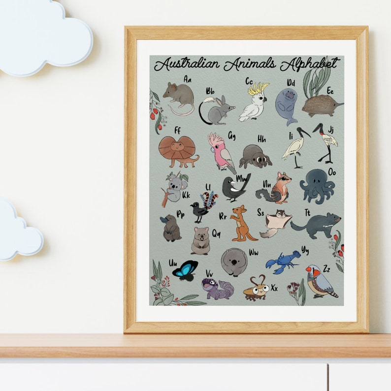 Animal Alphabet Art, Printable Alphabet Poster, A-Z Animal Species ...
