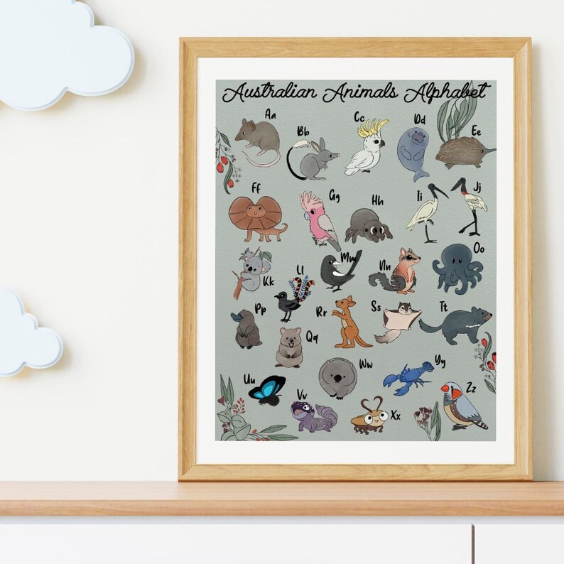 Animal Alphabet Art, Printable Alphabet Poster, A-Z Animal Poster ...