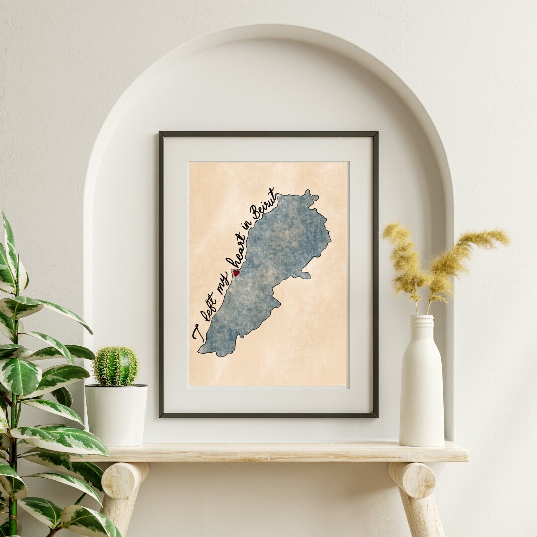 Beirut Lebanon Map Art Print: "i Left My Heart" (digital Download) - Etsy