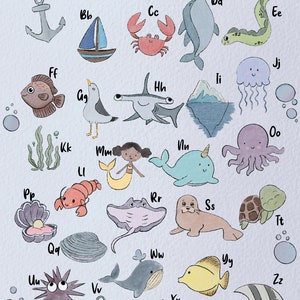 Under the Sea Alphabet, ABC Poster, Ocean Themed Poster, Nursery ...