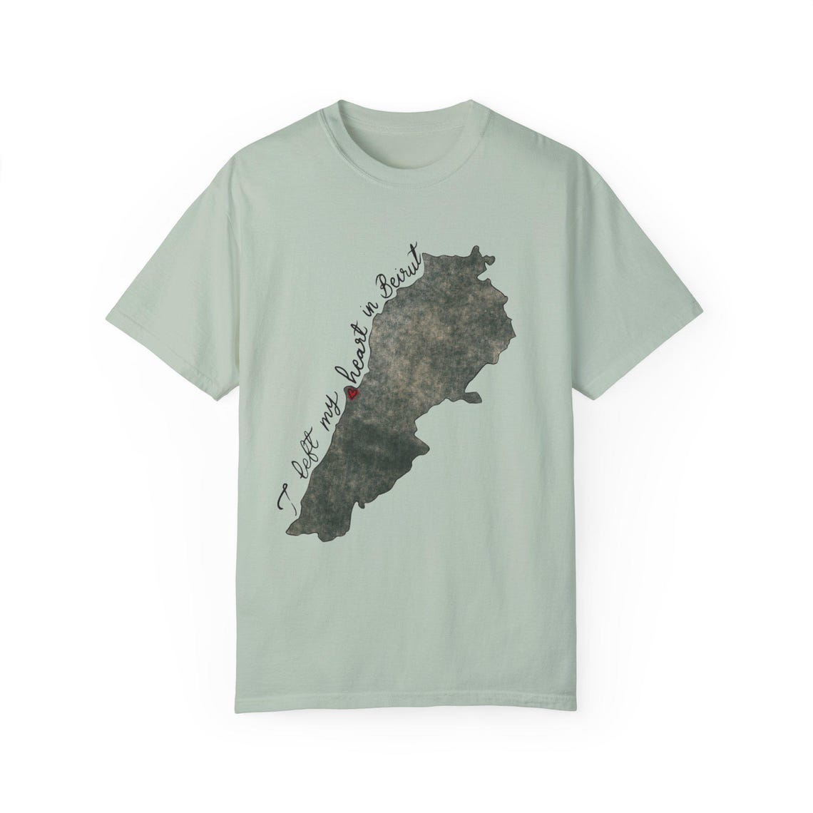 Beirut Lebanon Map Green Unisex T-shirt, Heart Graphic Tee, Travel ...