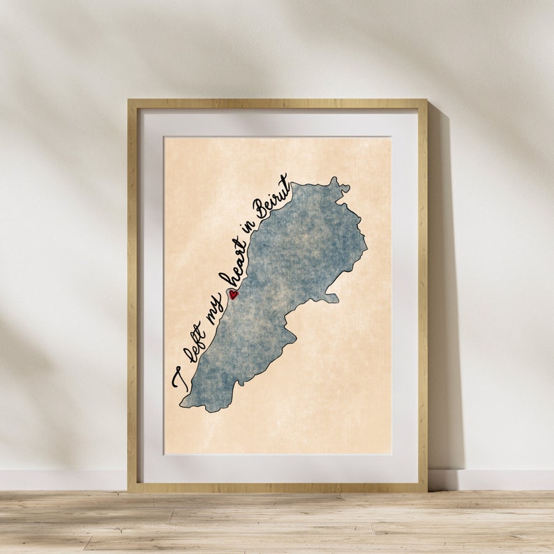 Beirut Lebanon Map Art Print: "i Left My Heart" (digital Download) - Etsy