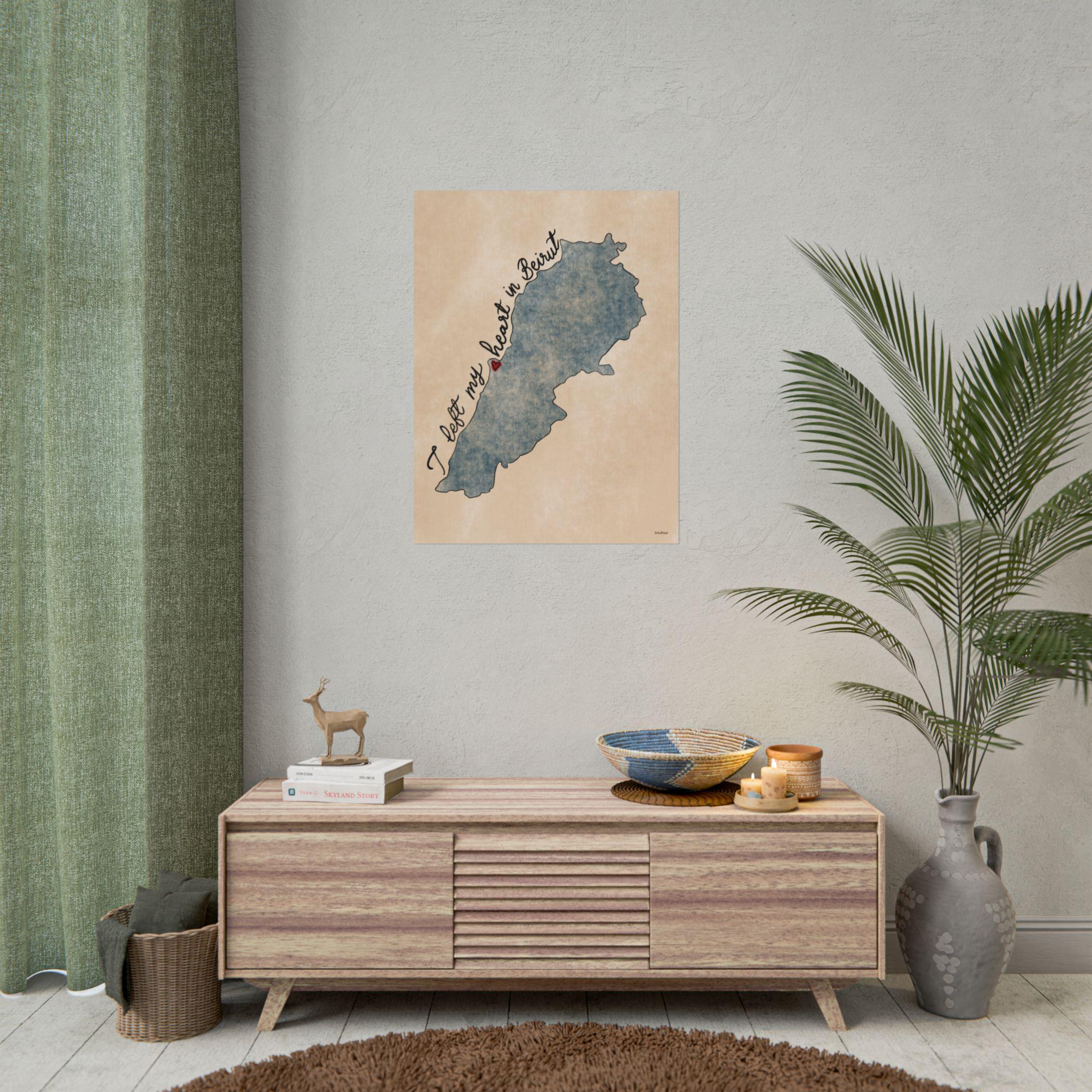 Beirut Lebanon Map Art Print: "i Left My Heart in Beirut" - Etsy