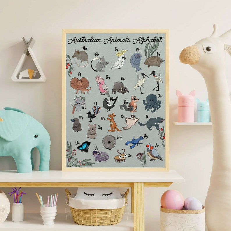 Animal Alphabet Art, Printable Alphabet Poster, A-Z Animal Species ...