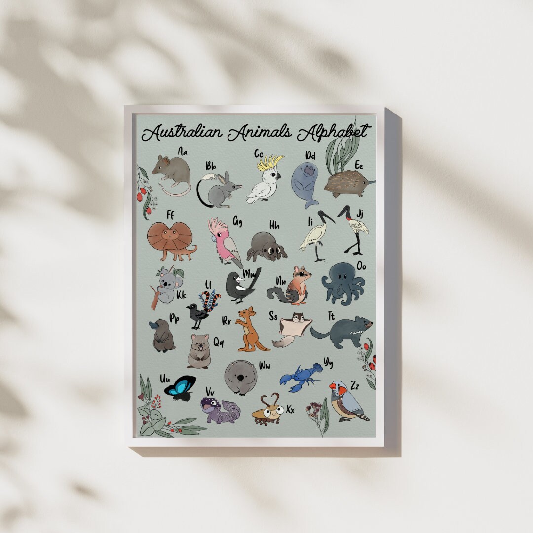 Animal Alphabet Art, Printable Alphabet Poster, A-Z Animal Species ...