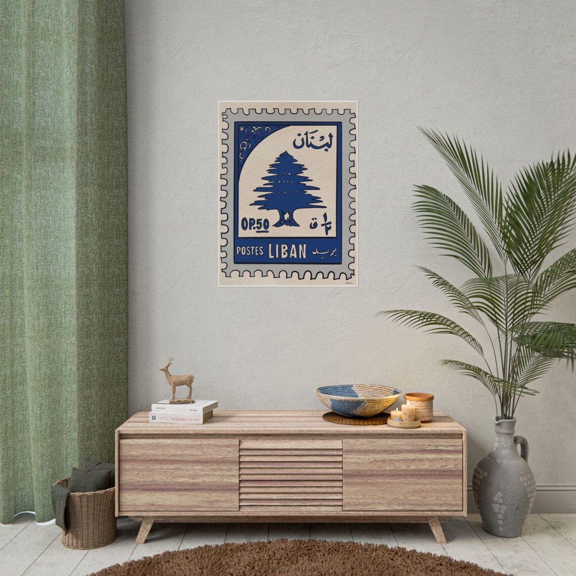 Blue Lebanese Post Stamp Wall Art, Liban Post Stamp Blue, Lebanese ...